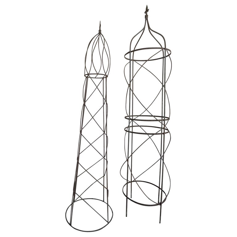 Large Vintage French Iron Garden Trellises or Topiaries, a Pair For ...