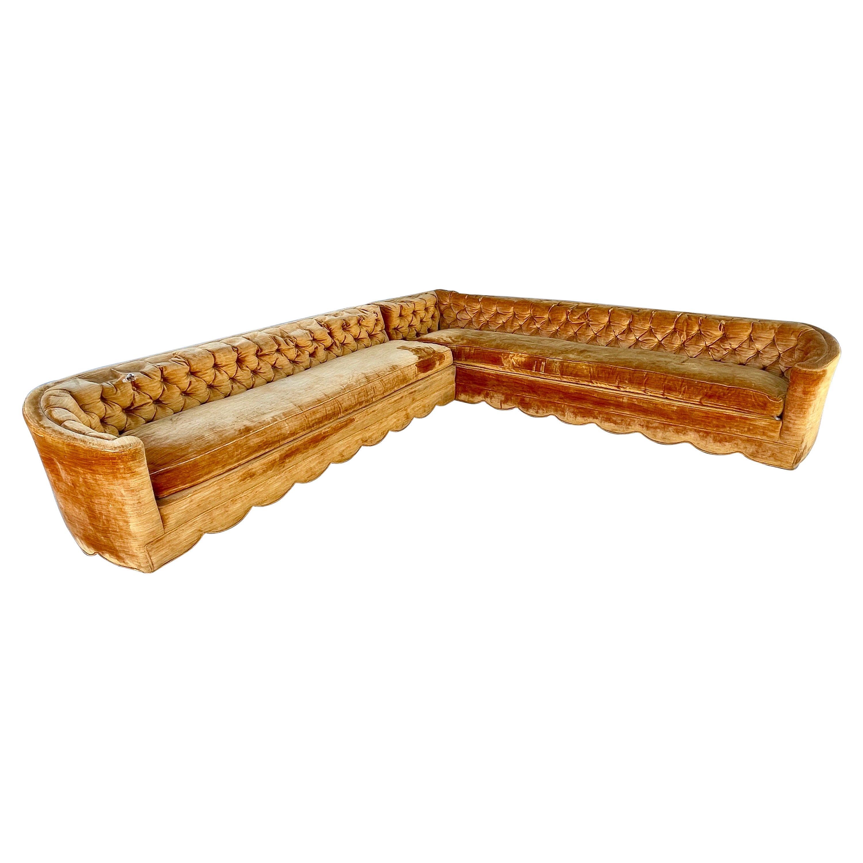 Schweiger Rust Velvet Sectional Sofa at 1stDibs