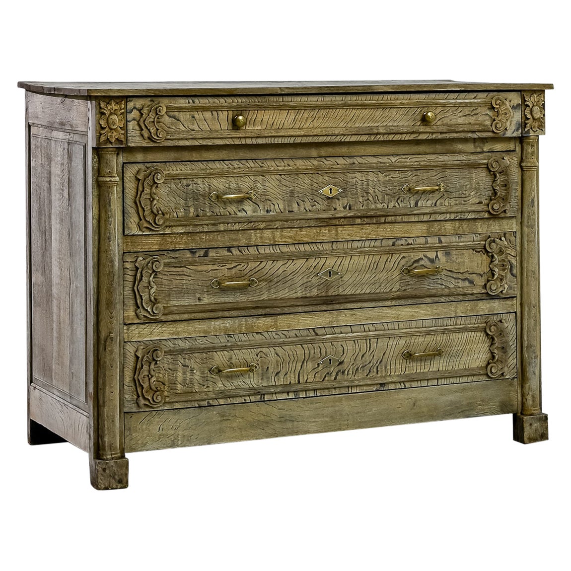 19th Century Bleached French Fossilized Marble Top Chest with Hidden ...