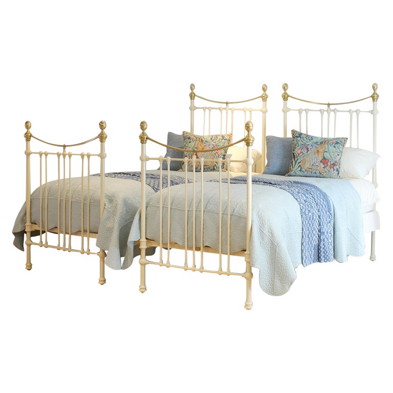 Matching Pair of Cream Beds, MP54 For Sale at 1stDibs