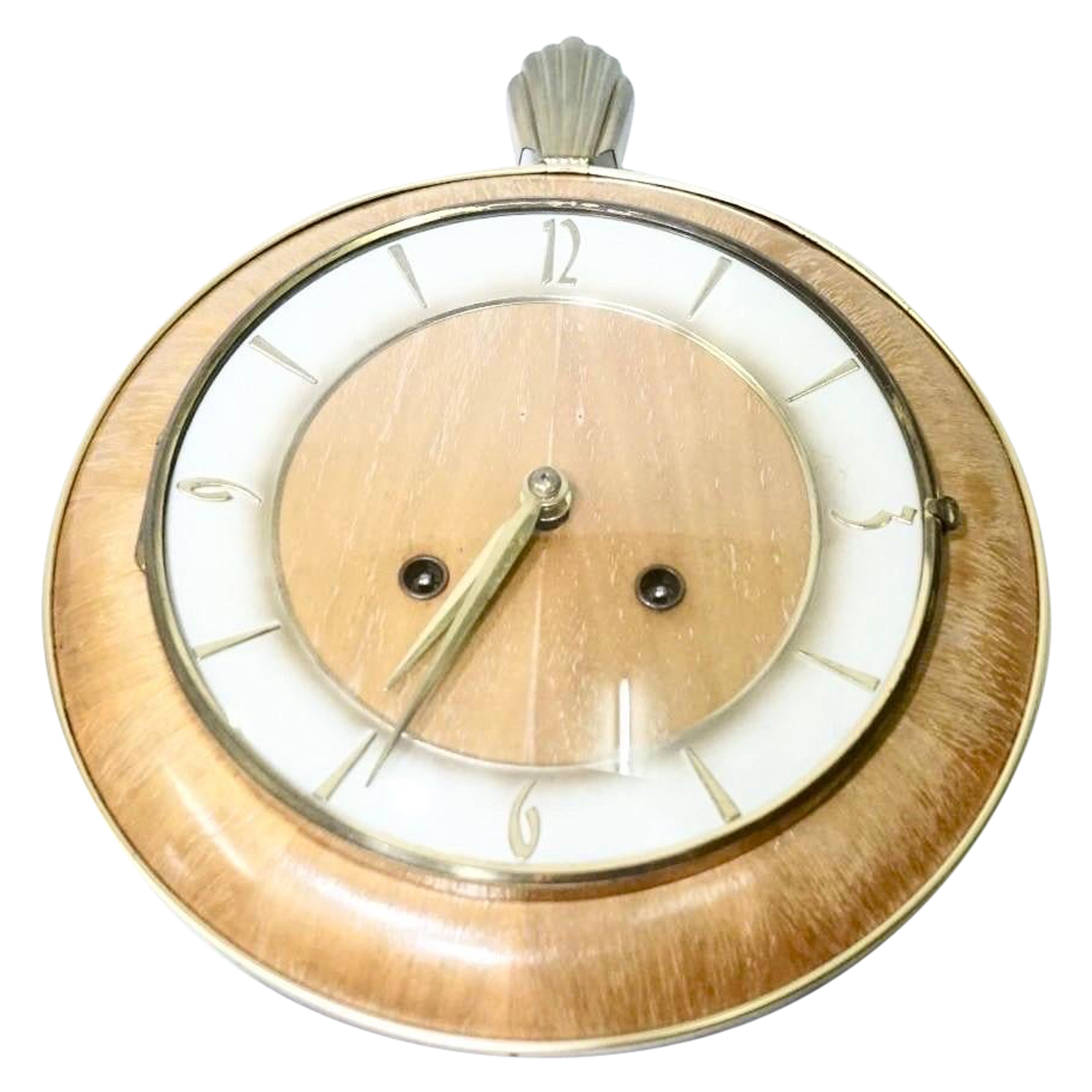 Danish Modern Teak Wall Hanging or Desk Clock For Sale at 1stDibs