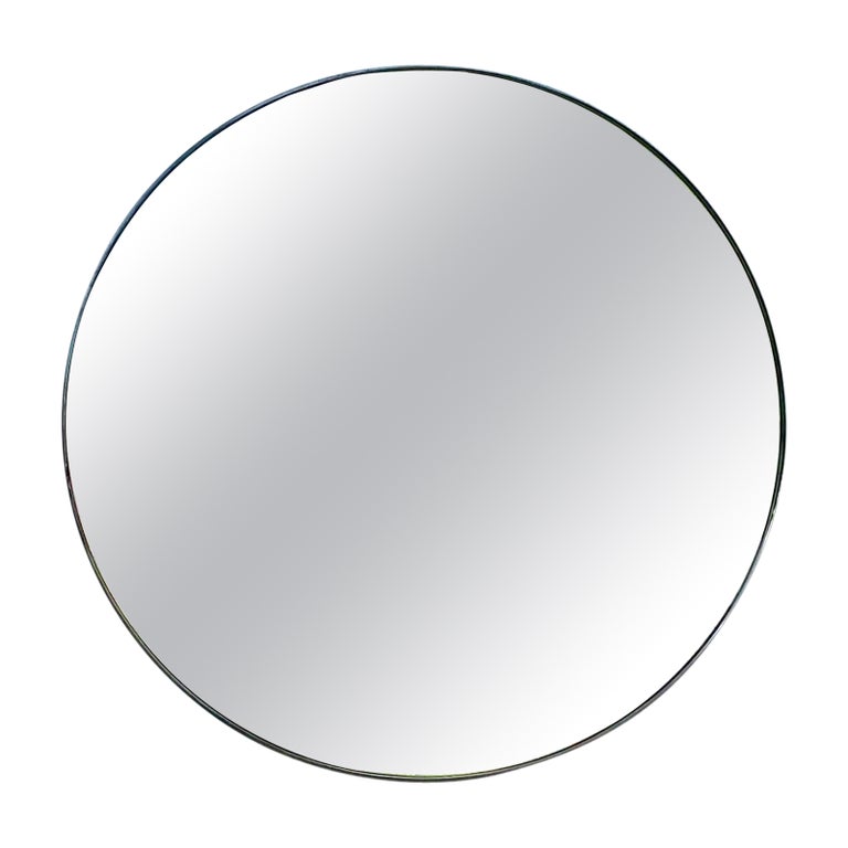 Vintage Contemporary Monumental Round Chrome Mirror at 1stDibs