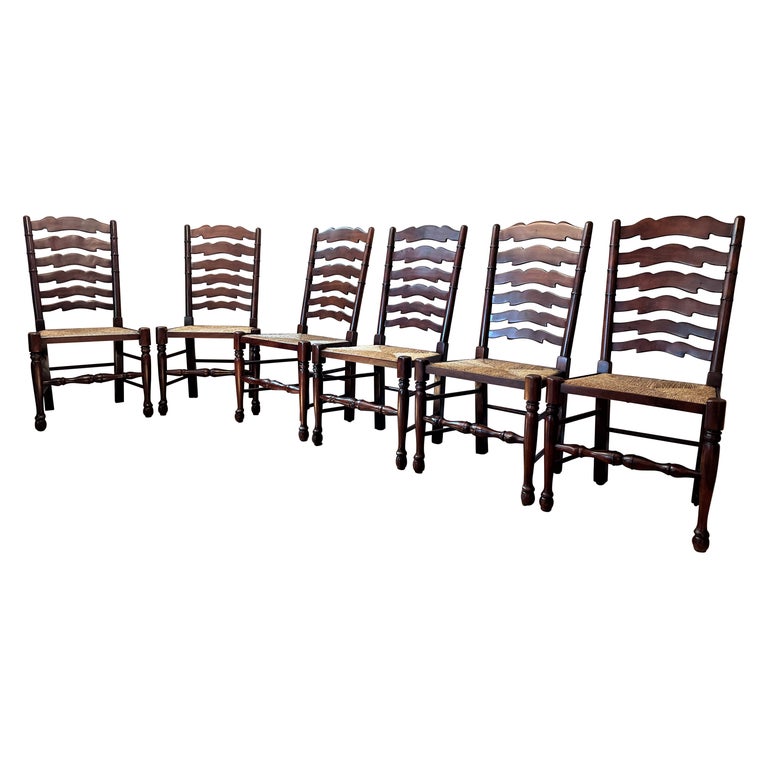 French Farmhouse High Ladderback Dining Chairs Made of Solid Cherry ...