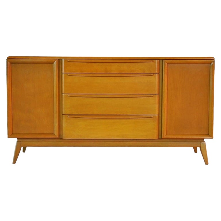 Vintage Mid-Century Solid Birch Wood Buffet Dovetailed Drawers Heywood Wakefield For Sale at 1stDibs