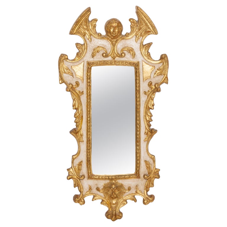 Medium Decorative Gold Wood Original Glass Mirror, Angel and Flowers ...