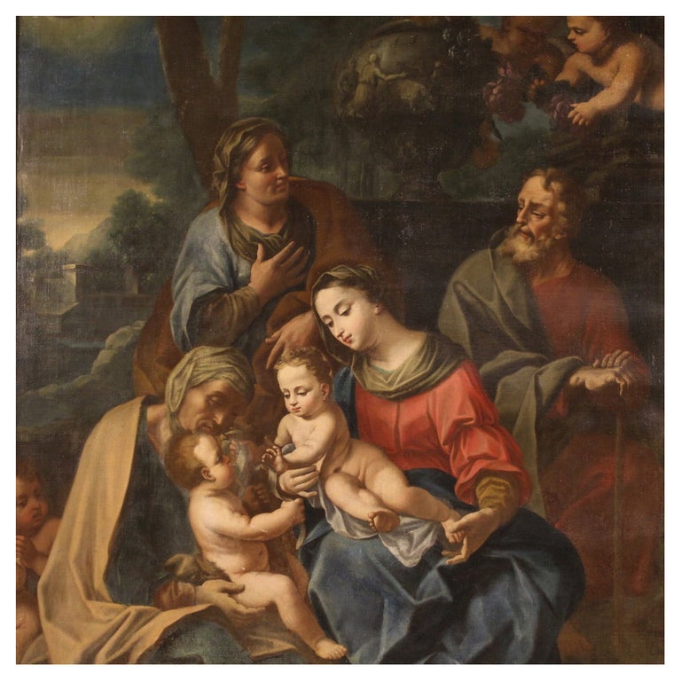 17th Century Oil on Canvas Italian Antique Religious Painting Holy ...