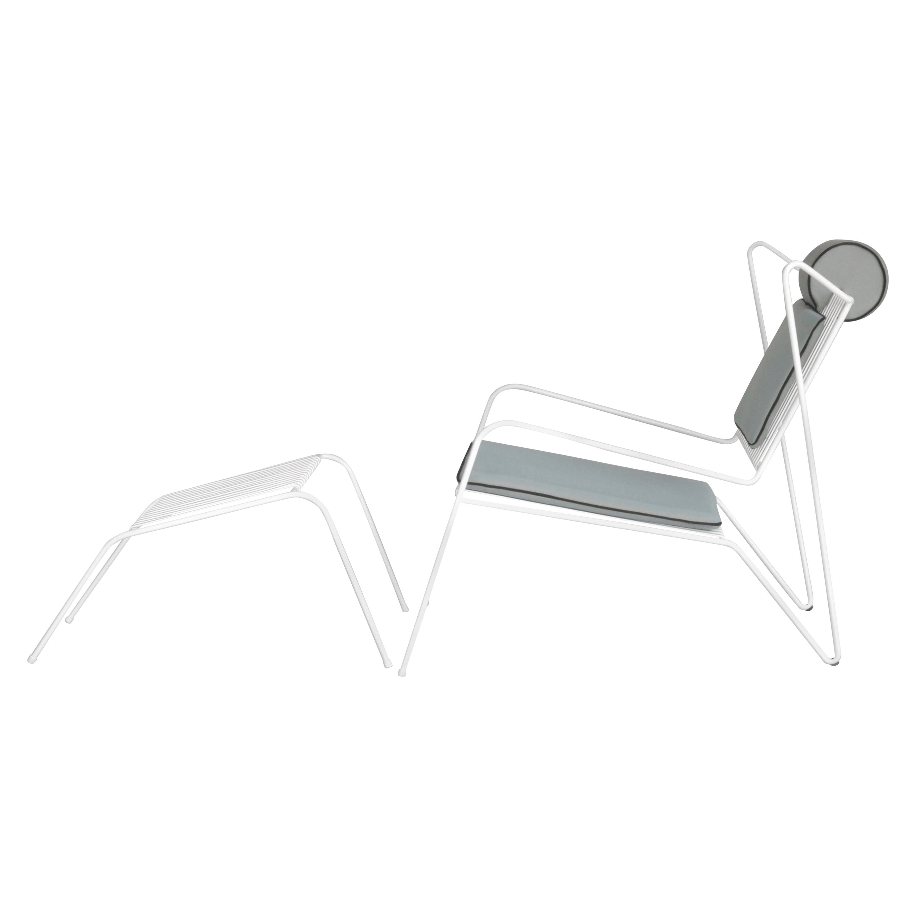 White Capri Easy Lounge Chair with Cushions and Ottoman by Cools ...