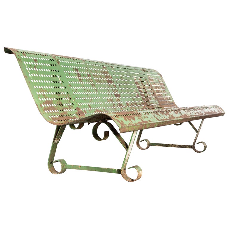 1960's French Municipal Garden Bench - Scroll Feet For Sale at 1stDibs
