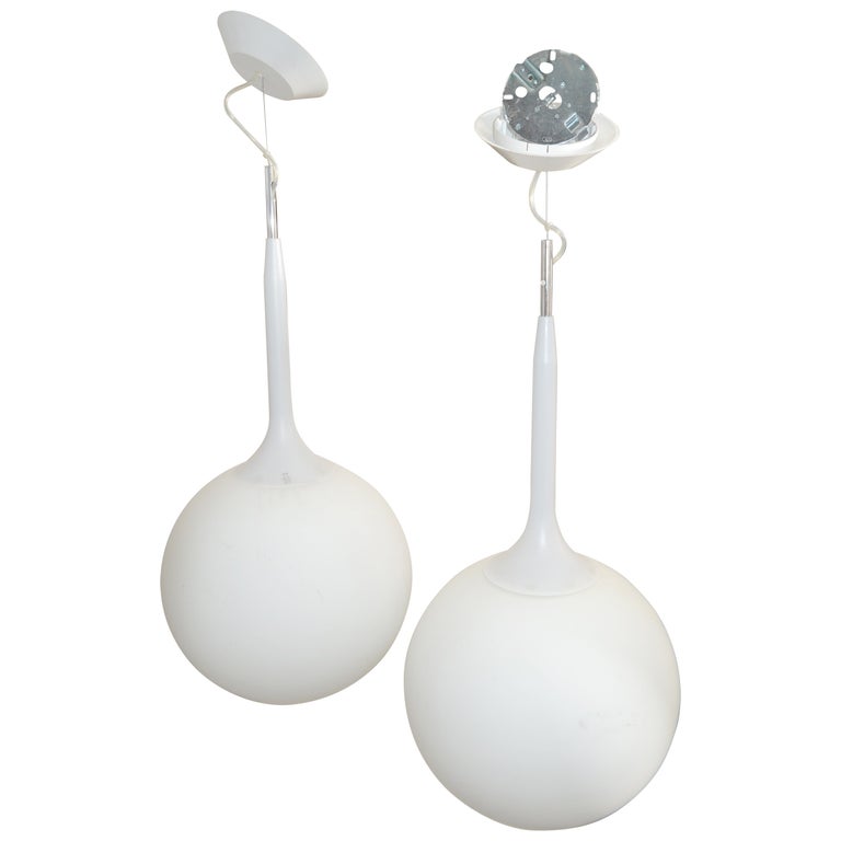 Pair, Artemide Castore Pendant Glass Light by Michele De Lucchi and ...