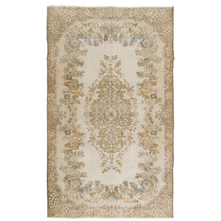 6x10 Ft Hand Knotted Mid-Century Anatolian Wool Area Rug with Medallion ...