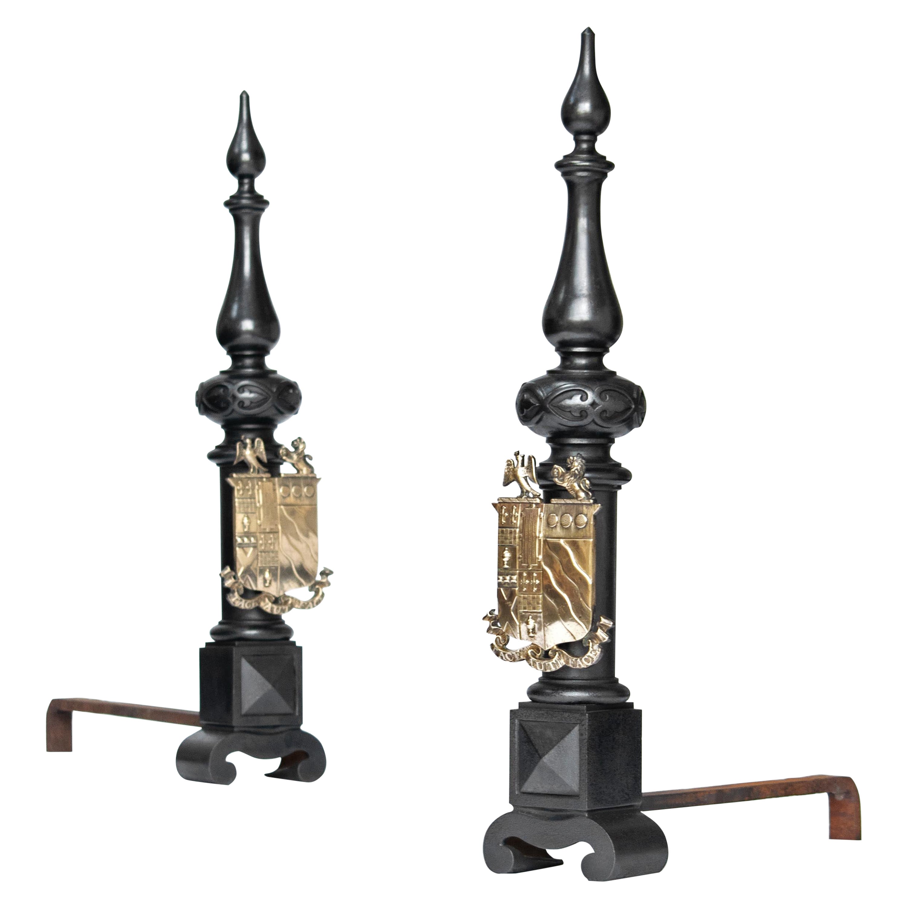 Pair of Andirons Bronze Skull at 1stDibs