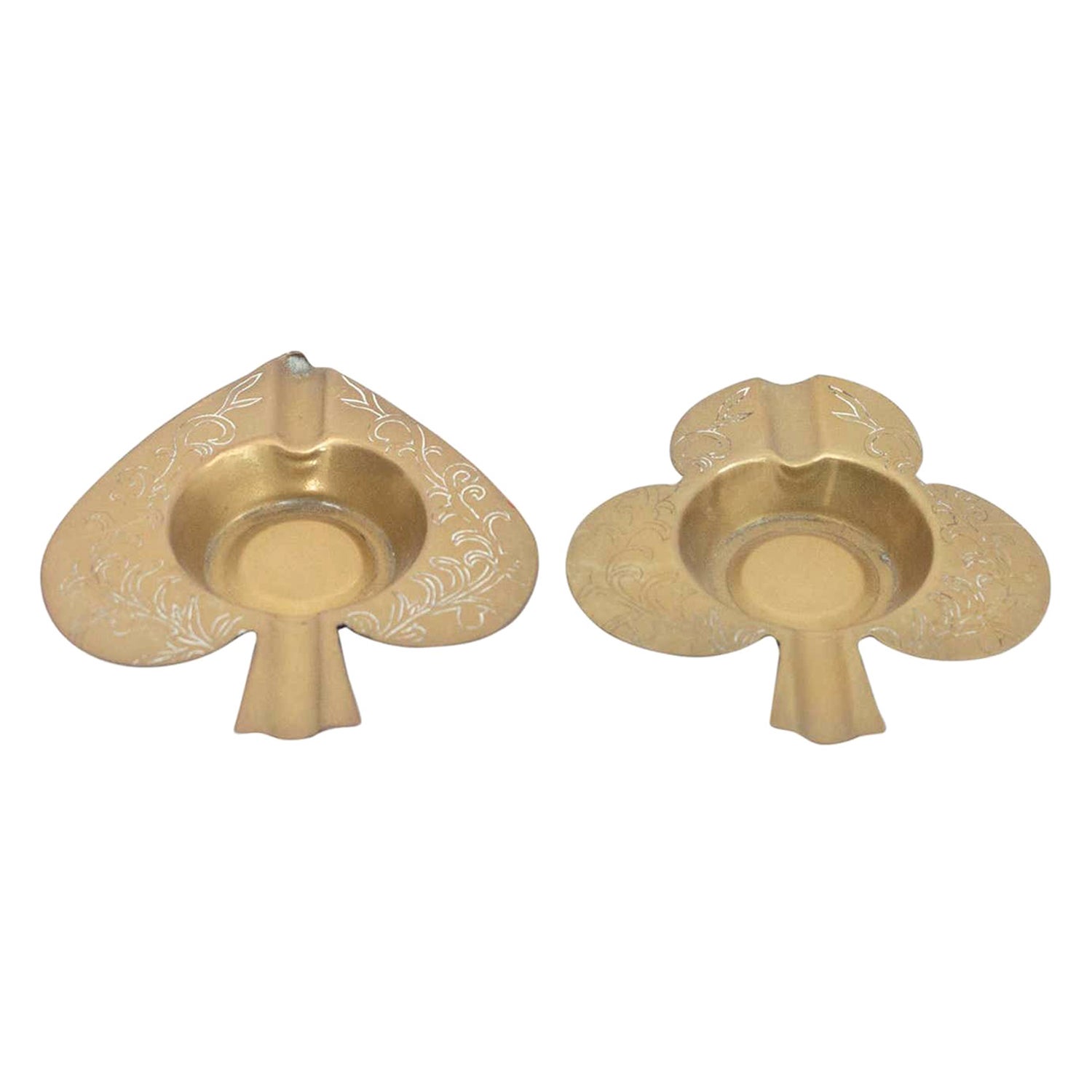 Set of Two Wooden Ashtrays with Insets in Bronze For Sale at 1stDibs