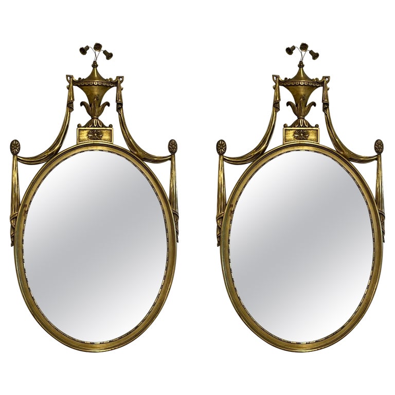 Pair of Adams Style Giltwood Wall Mirrors, Console or Commode Mirrors ...