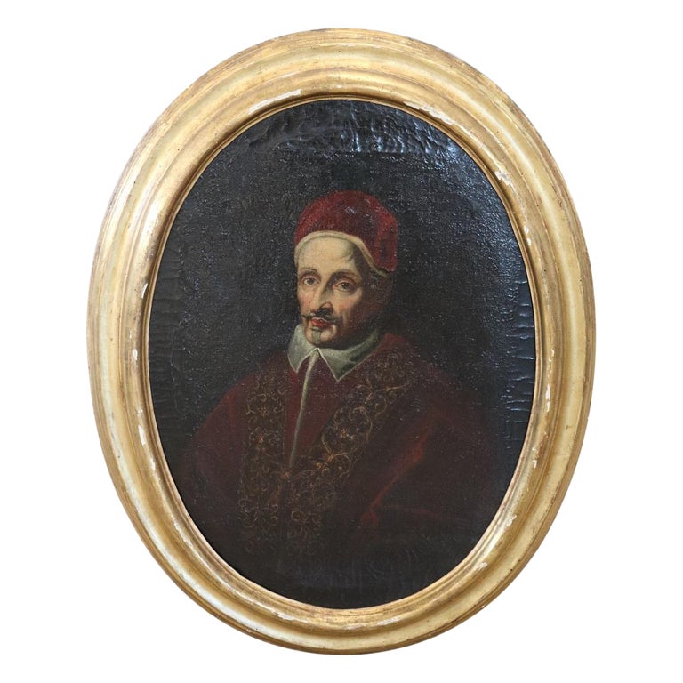 17th Century Italian Antique Oil Painting on Canvas Portrait of Pope ...