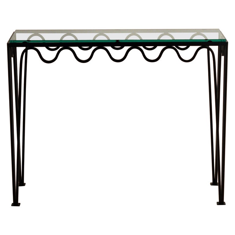 Undulating 'Méandre' Wrought Iron and Glass Console by Design Frères ...