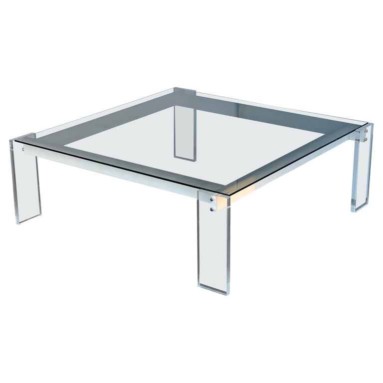 Lucite and Glass Mid-Century Modern Italian Coffee Table For Sale at ...