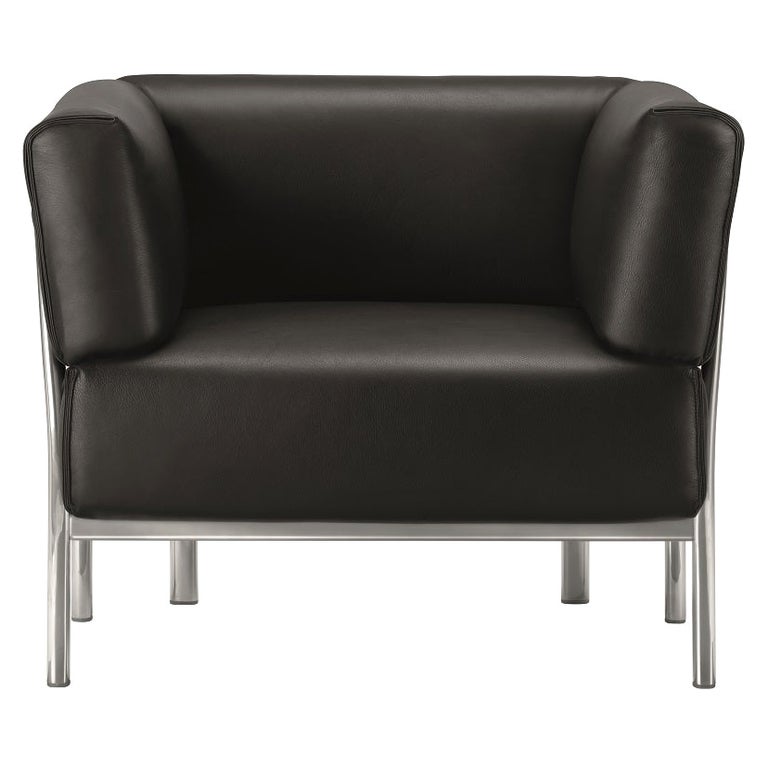 Alias 860 Eleven Armchair in Black Leather Seat with Polished Aluminum ...