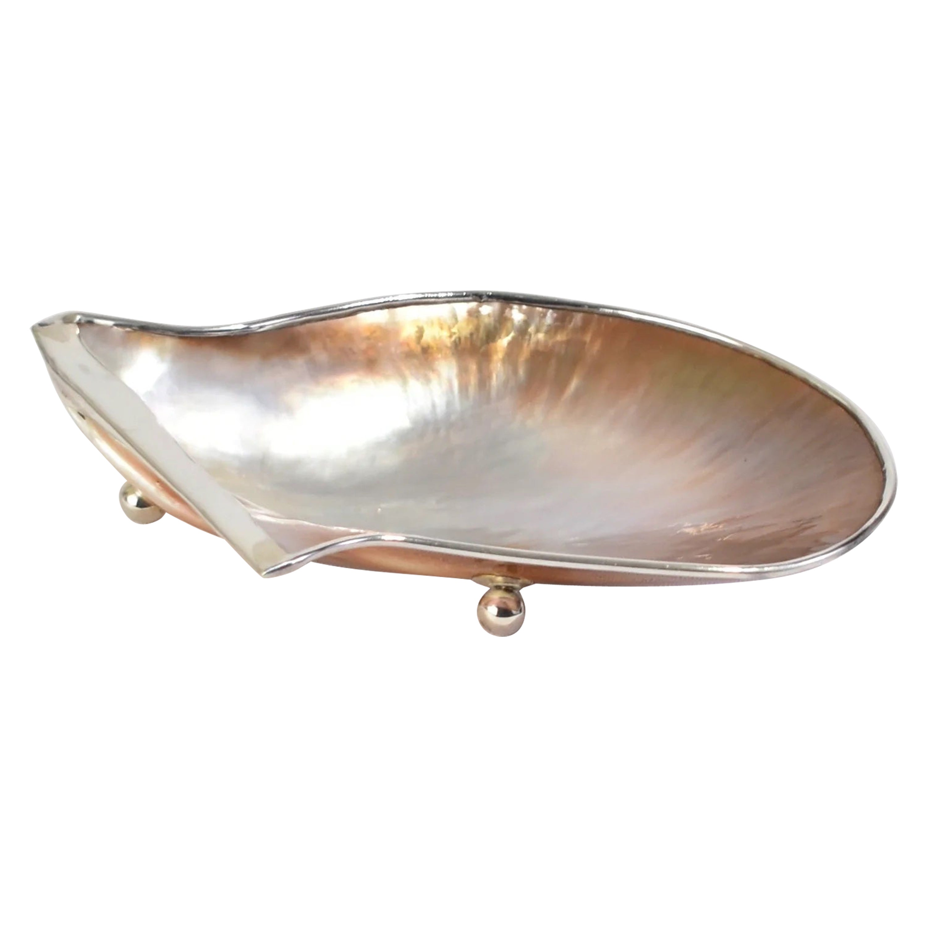 Two Binazzi Style Shell and Silver Plate Bird Bowls, Priced ...