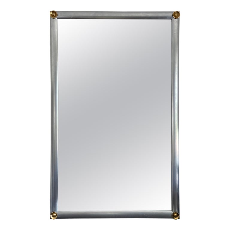 Large Vintage Pewter and Brass Button Mirror Svenskt-Tenn Manner For ...