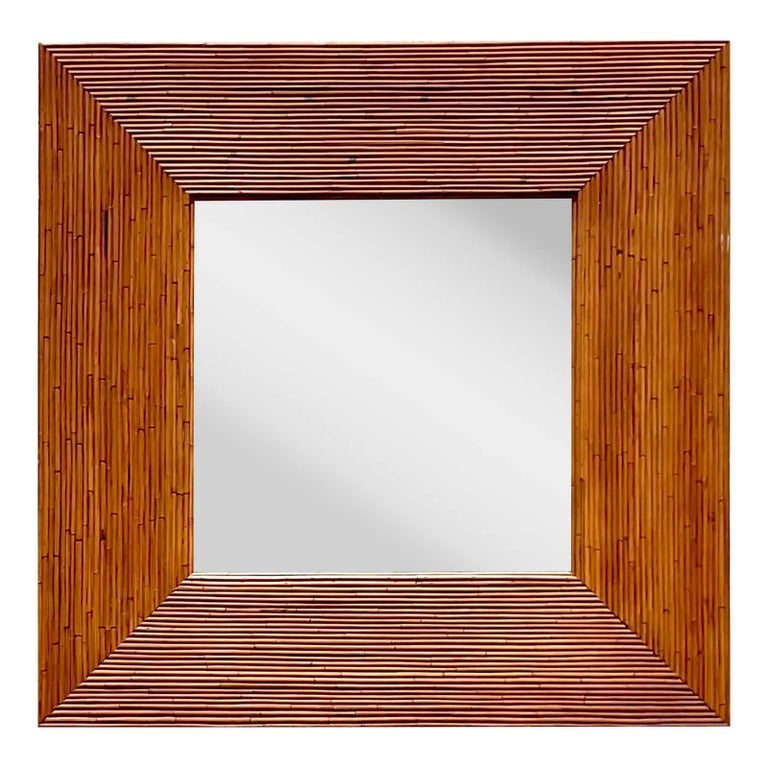 Vintage Coastal Pencil Reed Mirror For Sale at 1stDibs