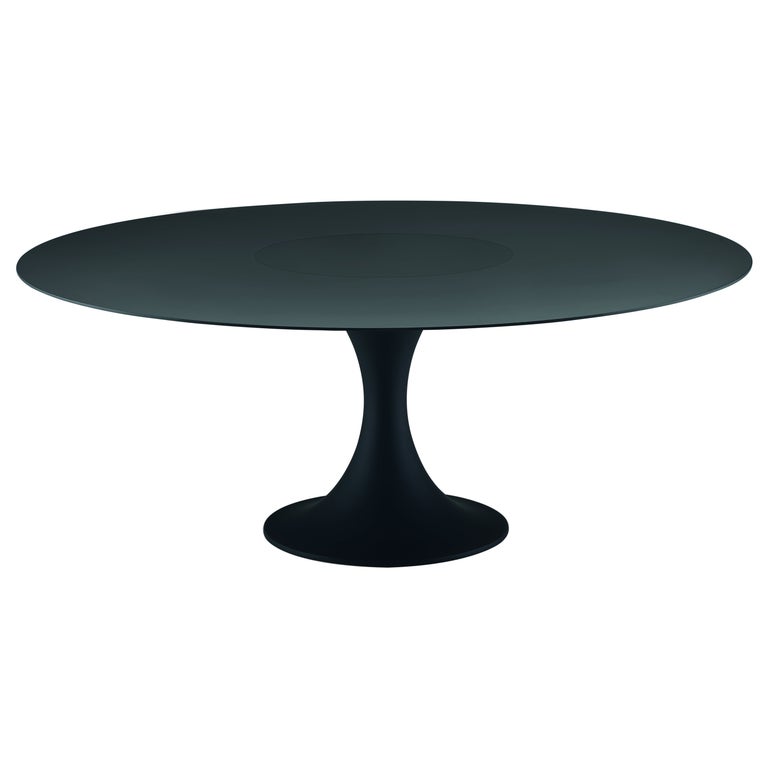 Alias Large 08C Manzù Table tournante avec plateau en MDF noir et cadre ...