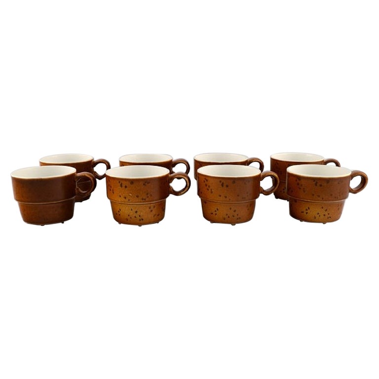 Stig Lindberg for Gustavsberg, Eight Coq Coffee Cups in Glazed ...