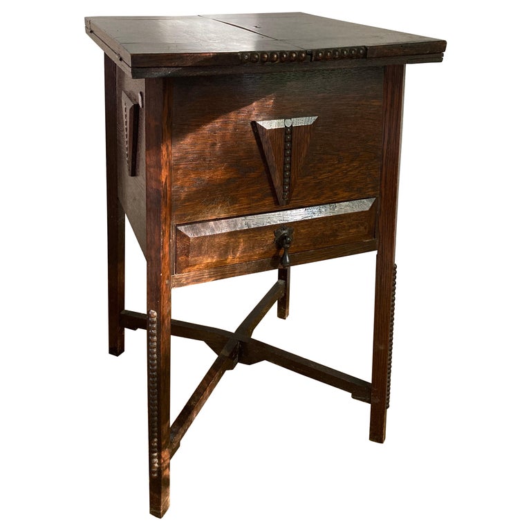 1920s Hand-Carved Sewing Table For Sale at 1stDibs