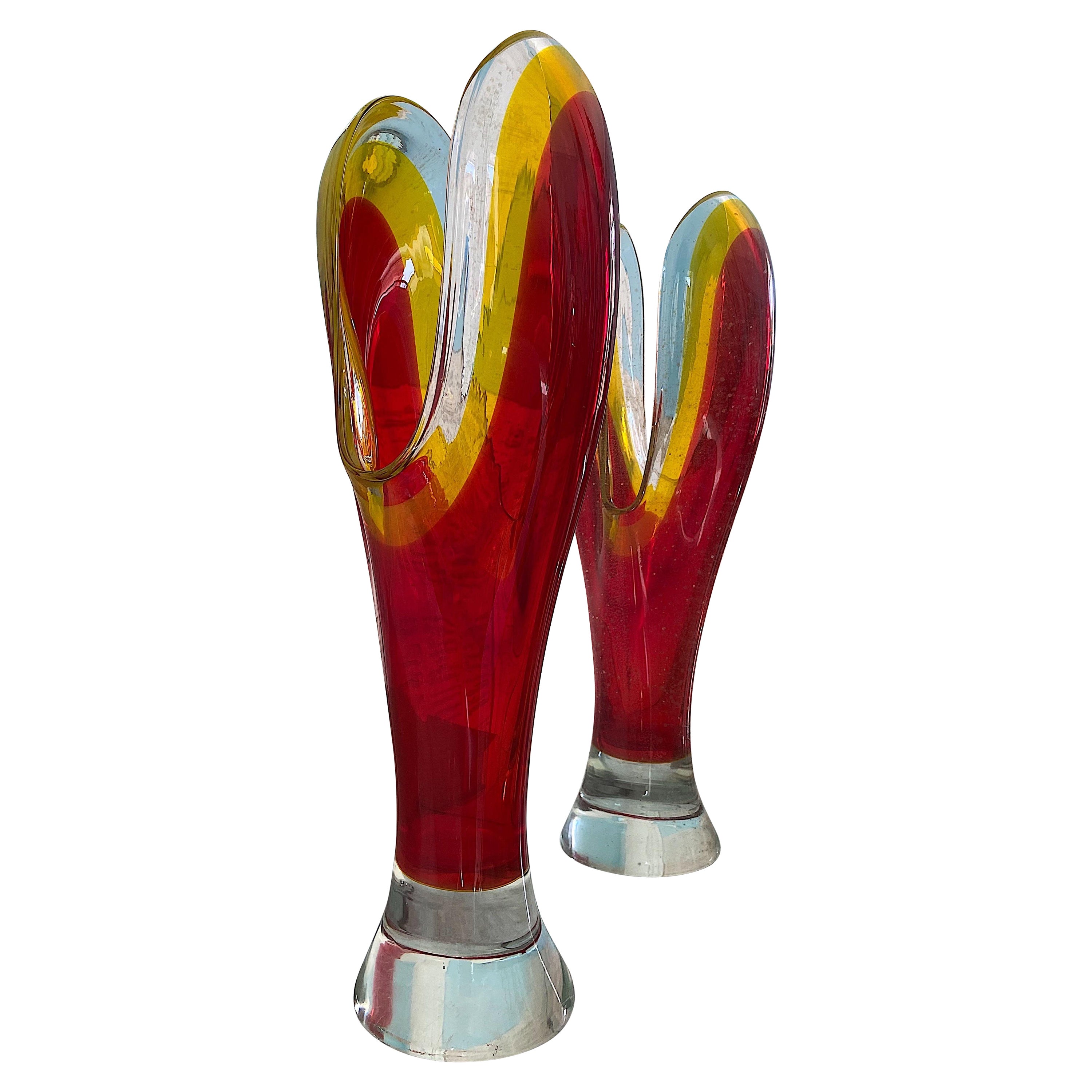 Crystal Glass Vase Sculpture by Mario Cioni and C For Sale at 1stDibs