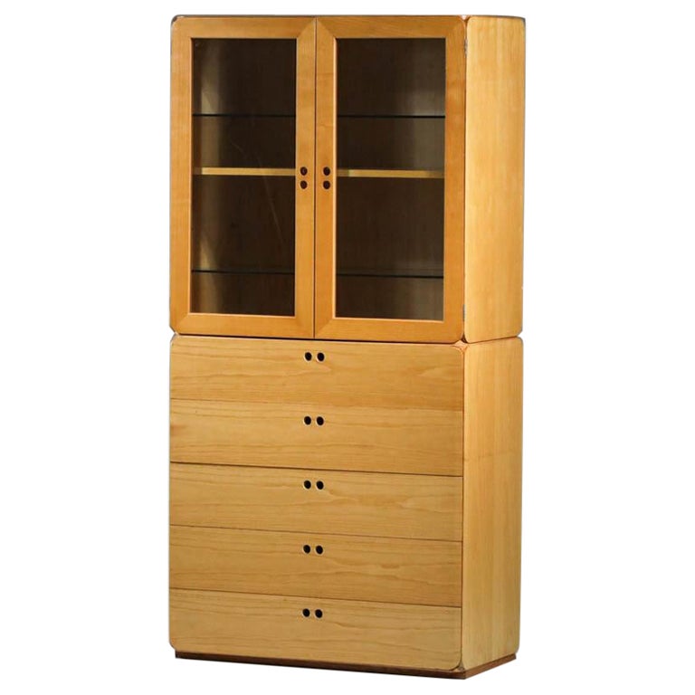 Derk Jan De Vries Beechwood Bookcase Vintage Commode 70's For Sale at 1stDibs