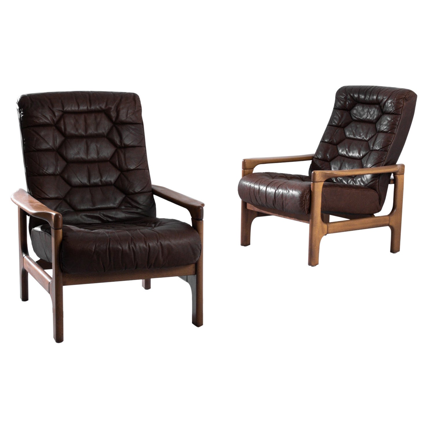 Pair of 1970s Peruvian Embossed Leather Folding Chairs at 1stDibs
