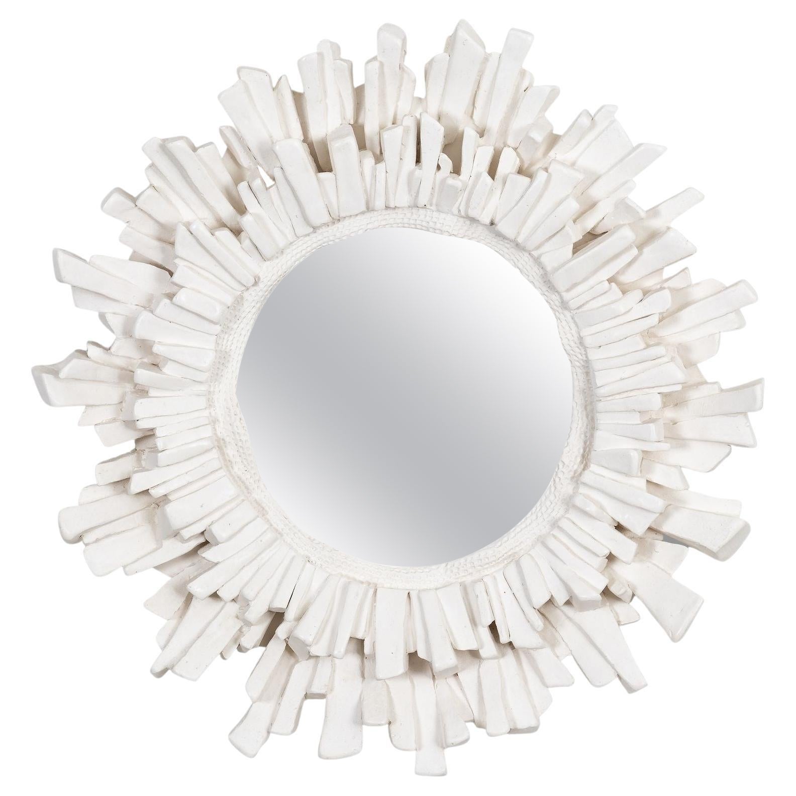 French Round Plaster Starburst Shaped Mirror, 21st Century at 1stDibs