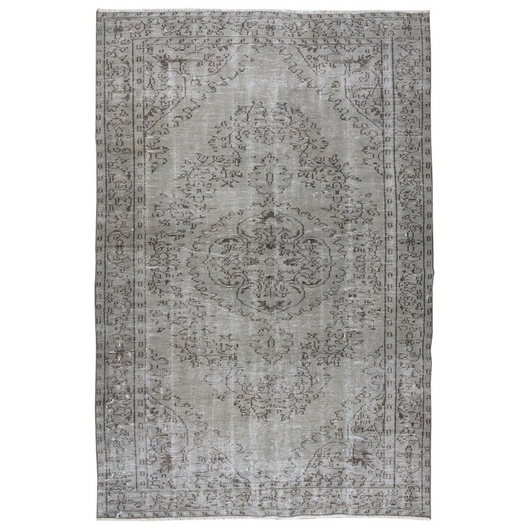 Handmade Vintage Turkish Area Rug Over-Dyed in Grey 4 Modern Interiors ...