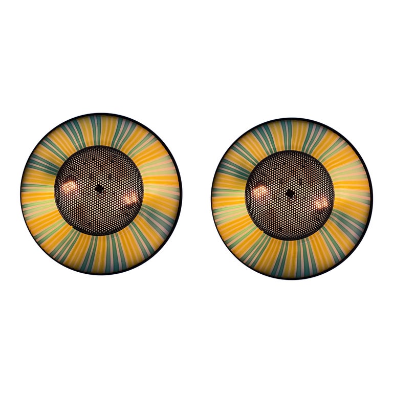 Pair of Mid-Century Modern Murano Glass Wall Scones For Sale at 1stDibs