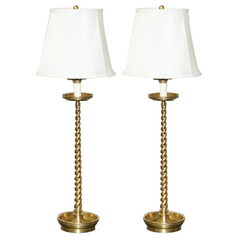 Stunning Pair of Brand New Tall Brass Ralph Lauren Gilt Turned Table ...