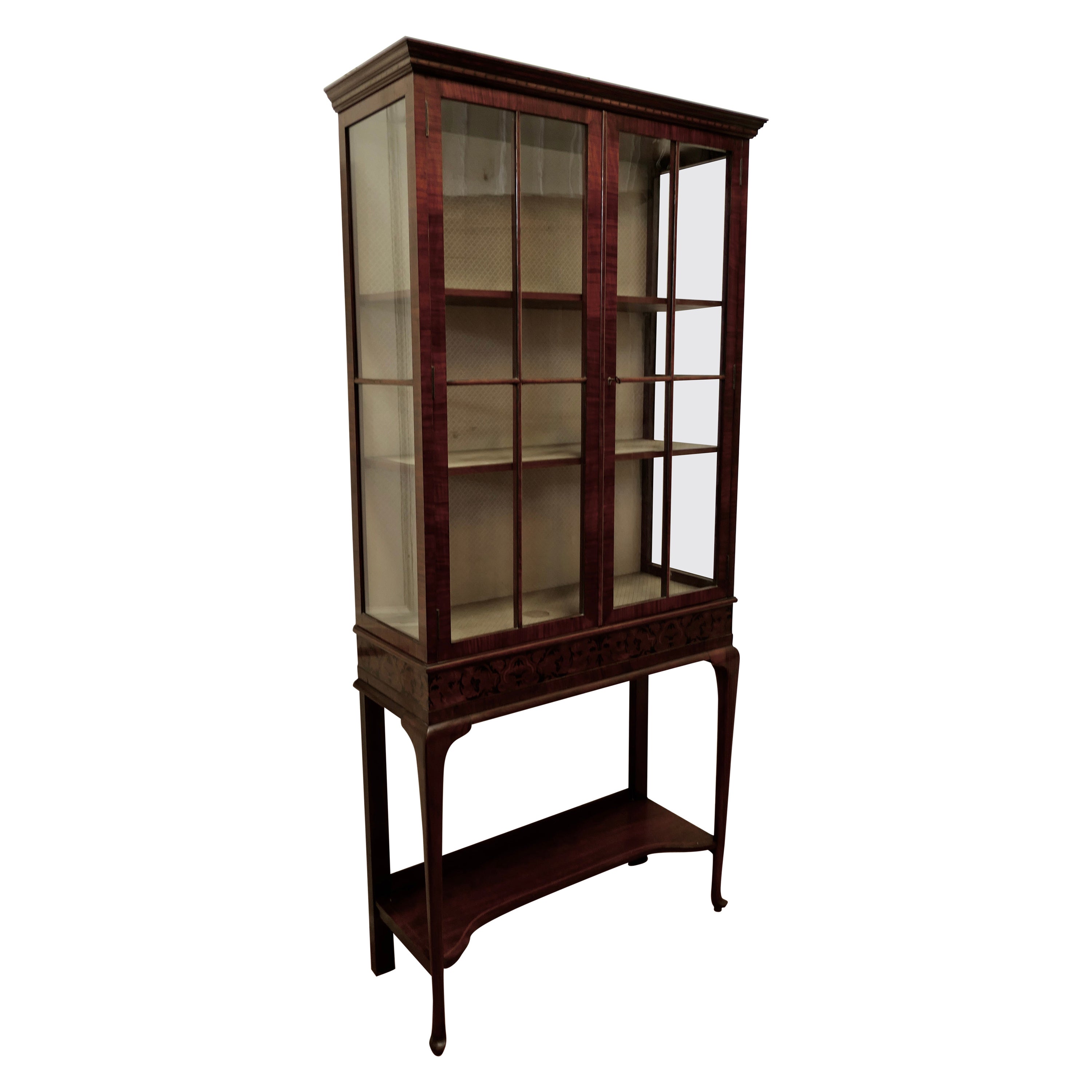 Mid Century Tall Metal Display Cabinet w/ Storage at 1stDibs