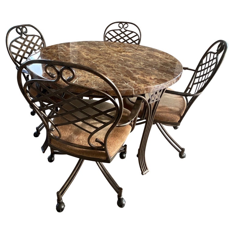 Marble Top Dining Table and 4 Chair Set For Sale at 1stDibs