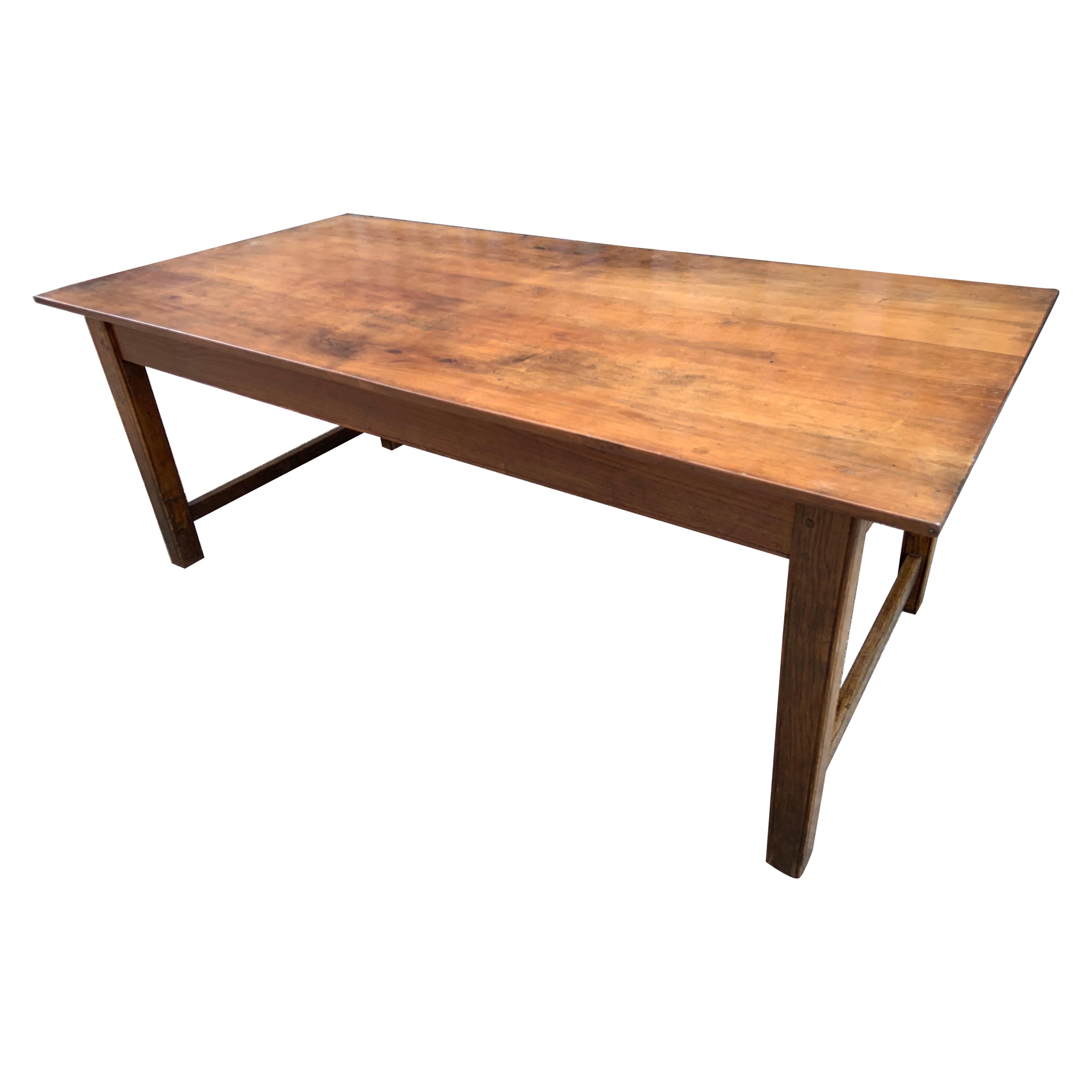 Beautiful Oak Refectory Antique Table with Stretcher, circa 1840 at 1stDibs