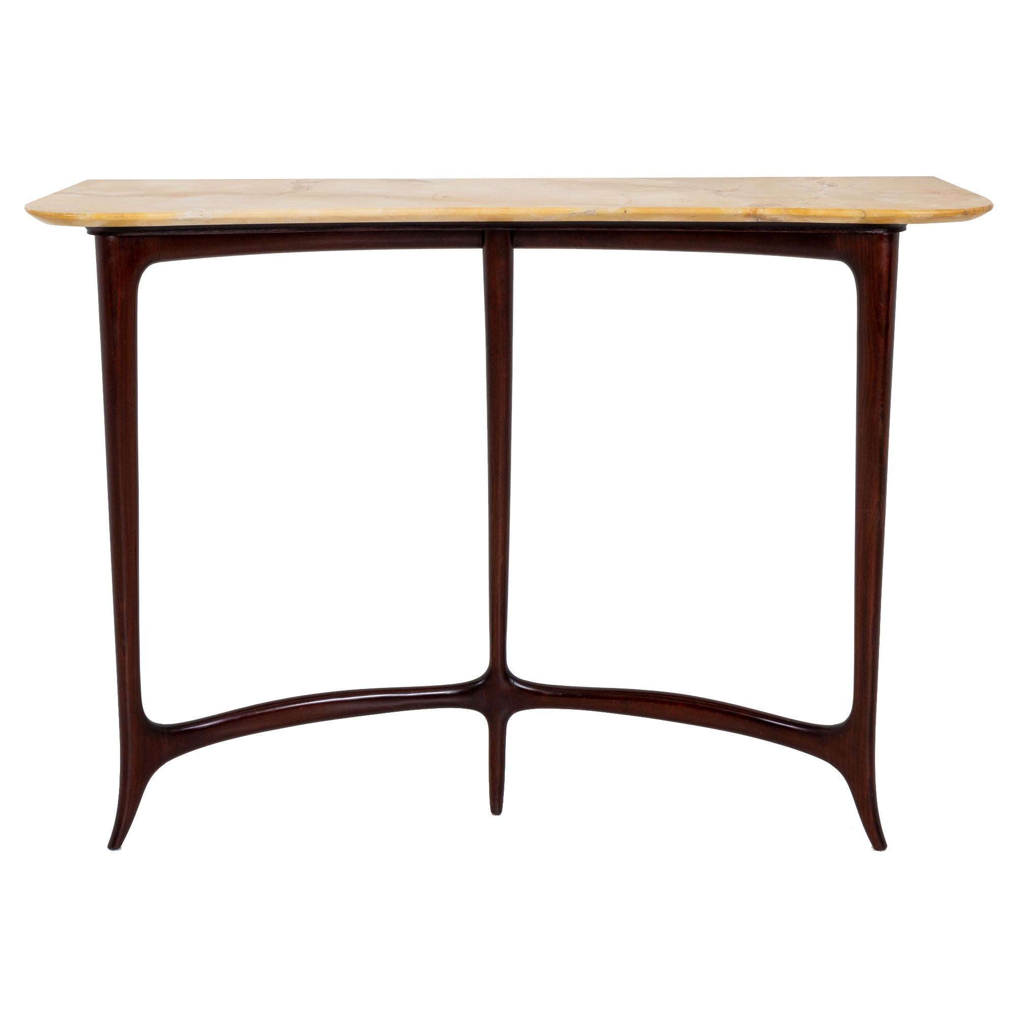 Long Console Table with Marble Top, Italy, 1950s For Sale at 1stDibs