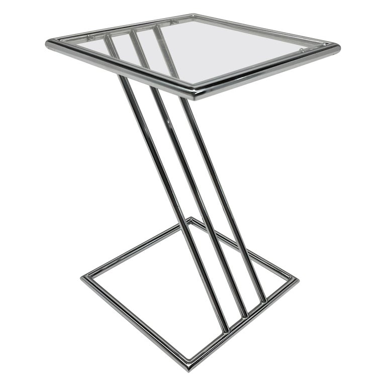 Post Modern Tubular Chrome and Lucite Zig Zag "Z" Drinks Table, USA ...