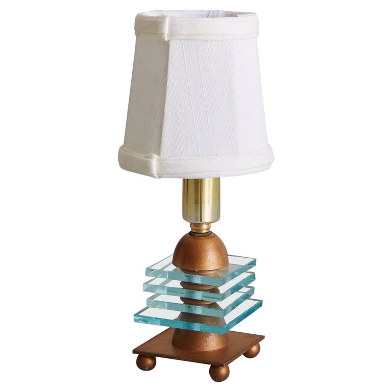 Petite Glass + Copper Lamp For Sale at 1stDibs