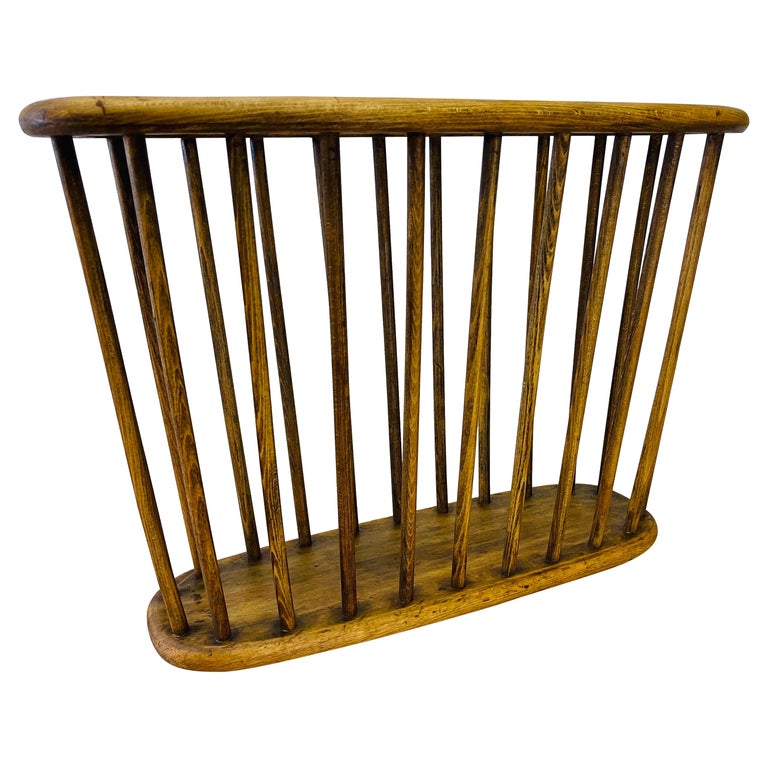 Large Oval Wood Magazine Rack For Sale at 1stDibs