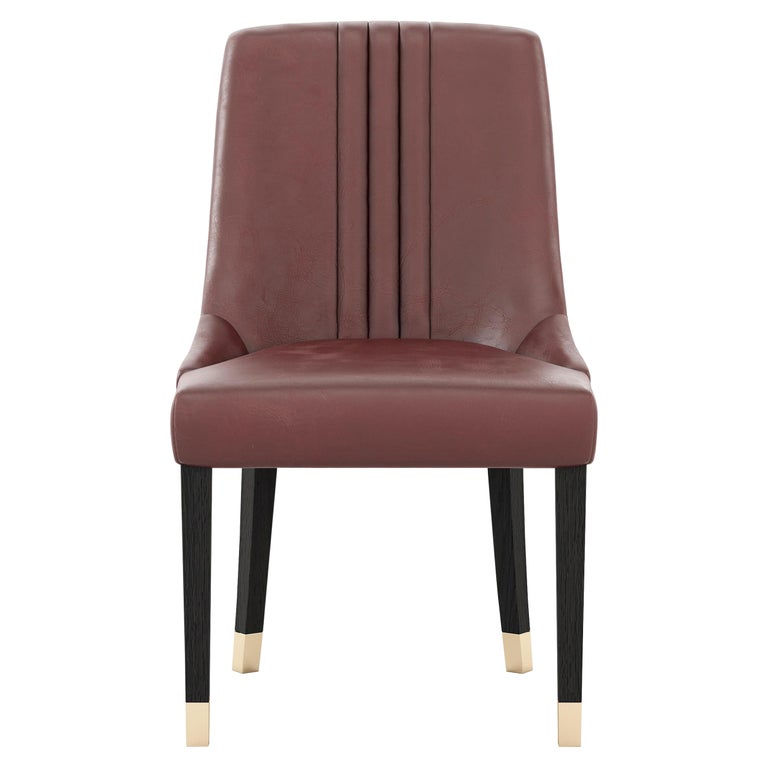 Custom Leather Dining Chair With Channel Tufted Detailing For Sale at ...