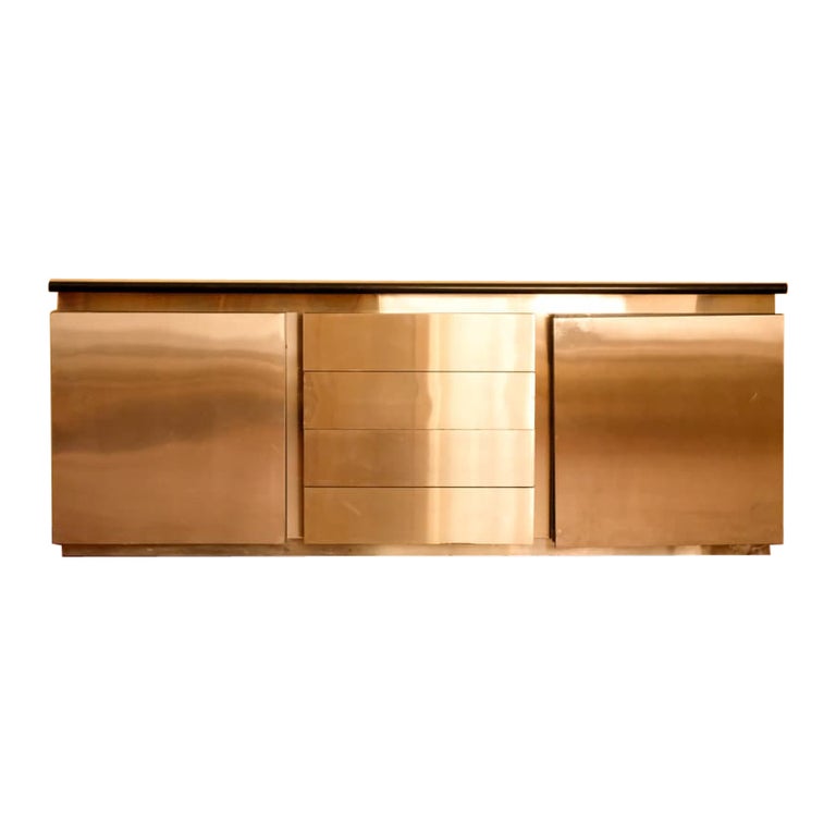 Sideboard in Ash Tree and Stainless Steel, 70's For Sale at 1stDibs