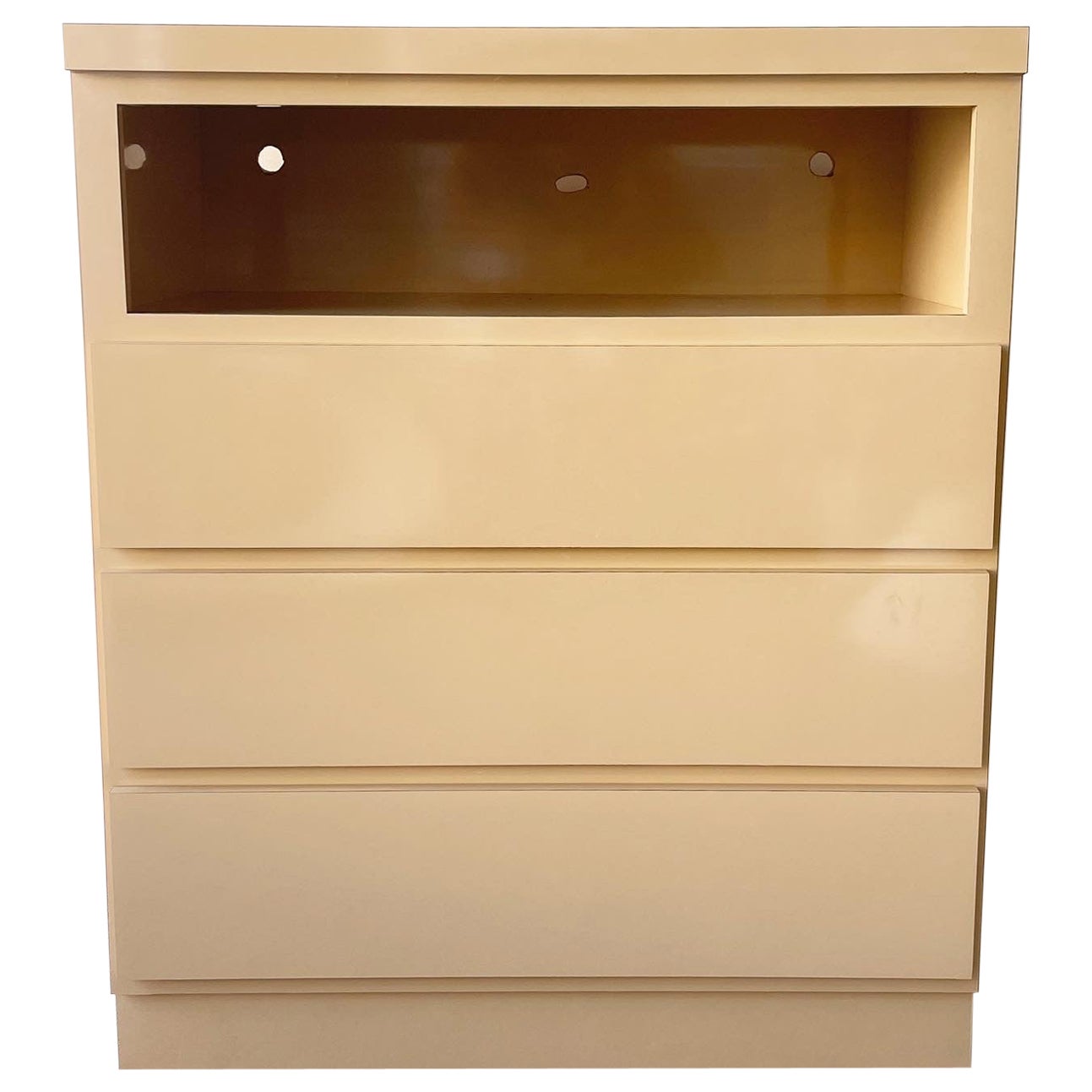 Postmodern Cream Lacquer Laminate Dresser with Faux Bamboo Brass ...
