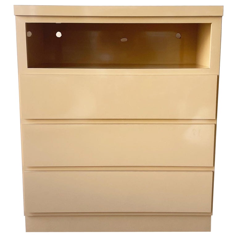 Postmodern Peach Lacquer Laminate Highboy Dresser 3 Drawers For Sale at ...