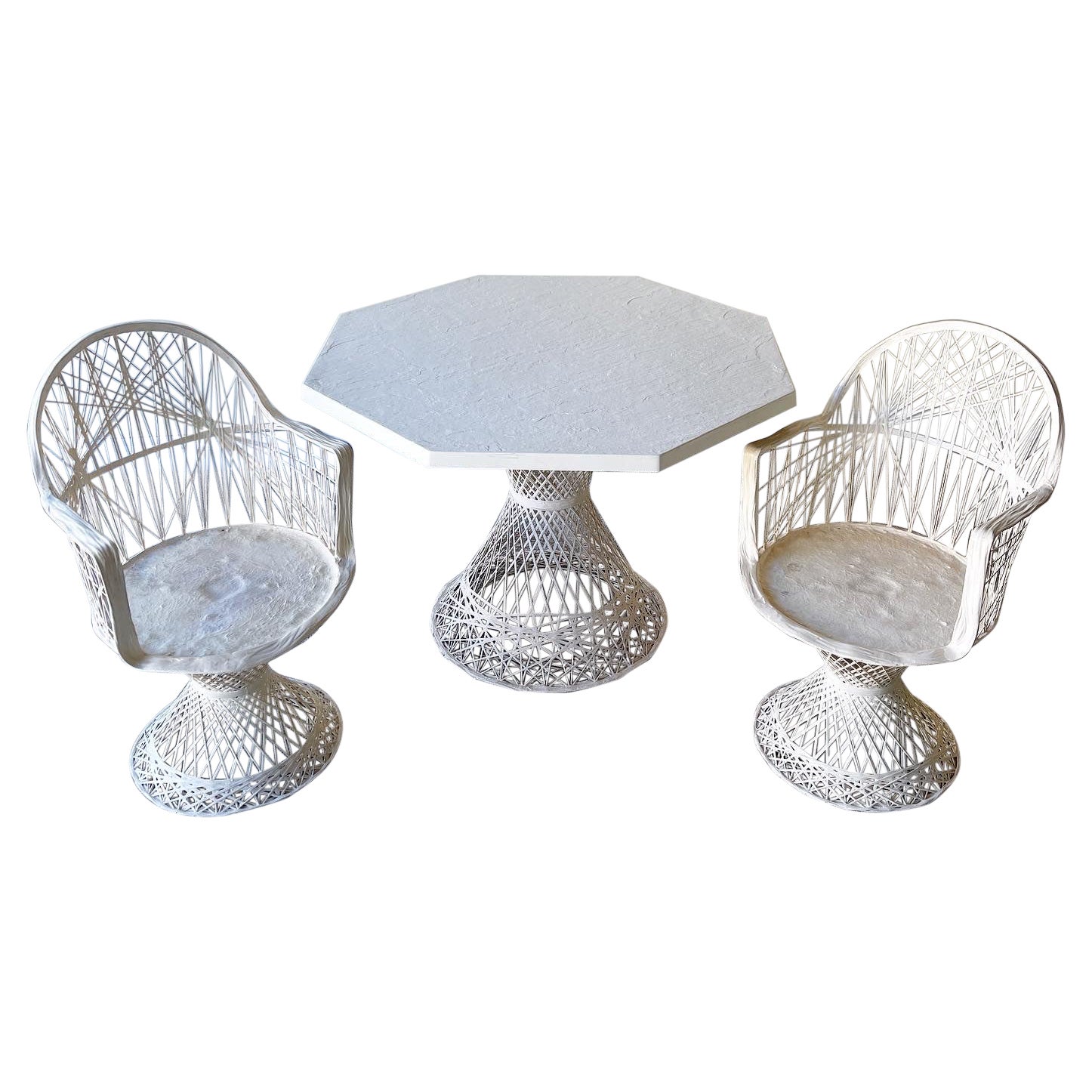 Set of 3 Mid-Century Modern Spun Fiberglass Dining with Swivel Chairs ...