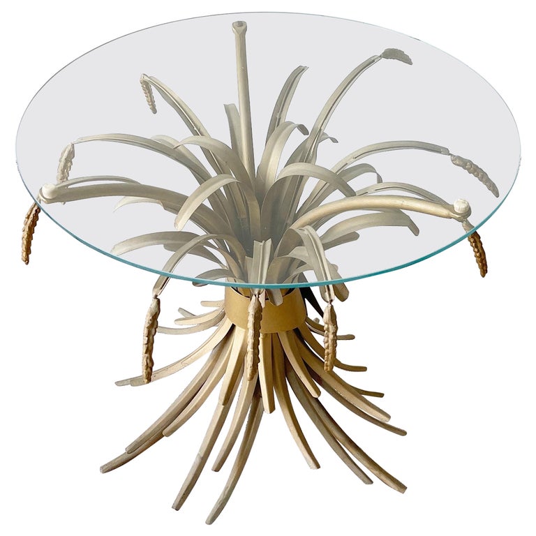 Mid-Century Modern Sheaf of Wheat Gilt Metal Table For Sale at 1stDibs