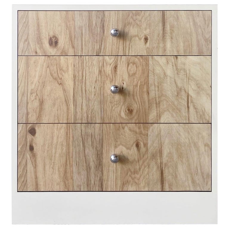 Postmodern Cream and Wood Grain Laminate Chest of Drawers For Sale at ...
