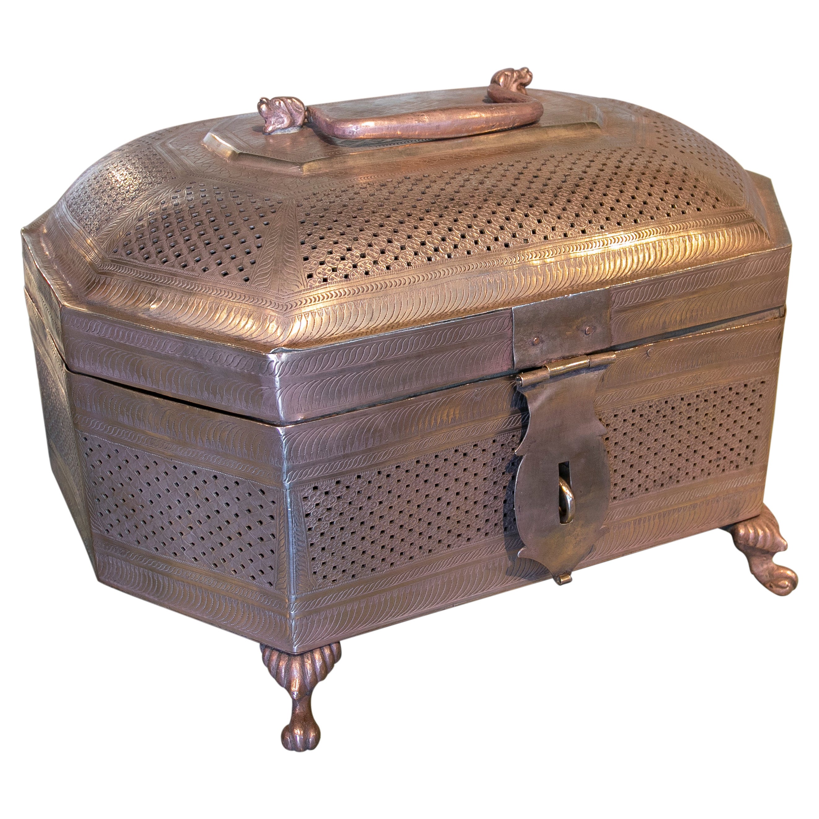 1950s Tibetan Hand-Carved Metal Box with a Costumbrist Scene For Sale ...