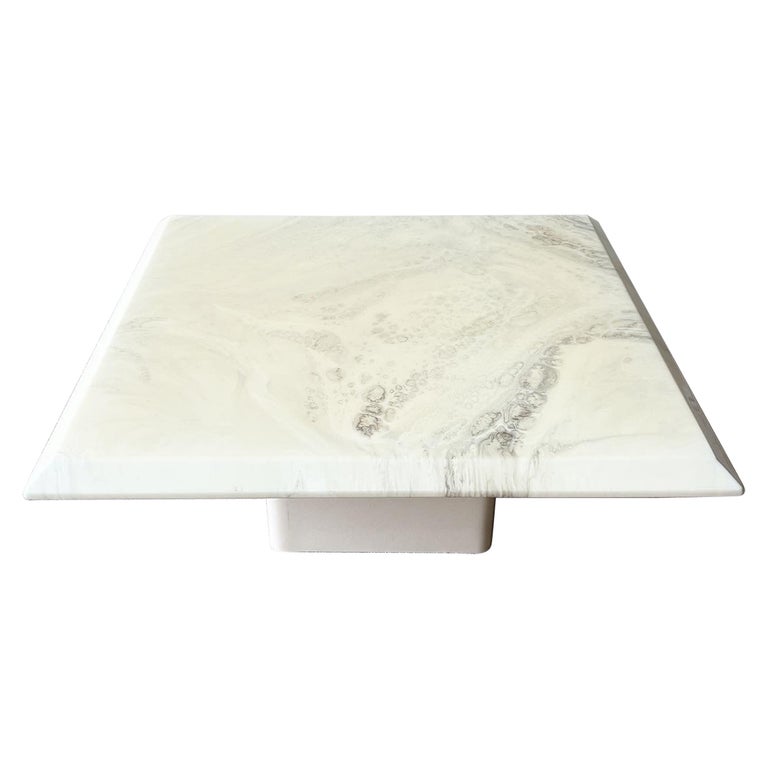 Post Modern Faux Marble Top Coffee Table For Sale at 1stDibs